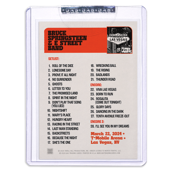 GAS Las Vegas March 22 Bruce Springsteen & The E Street Band 2024 Setl